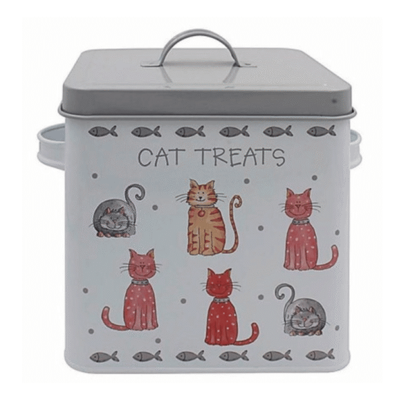 Cartoon Cat Treats Metal Box with Lid — chosen by Cheeky Charlie